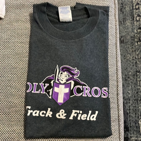 Shirts | Holy Cross Track And Field Gray And Purple Tshirt | Poshmark